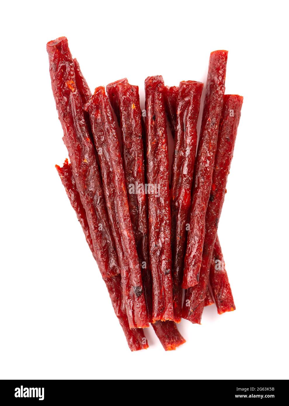Dry salmon sticks isolated on white background. Dried fish snacks for ...