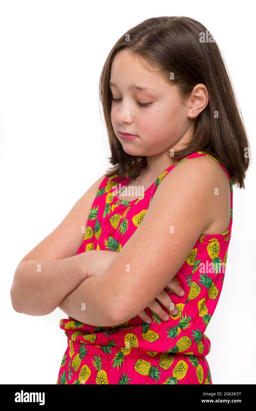 Child with arms folded unhappy hi-res stock photography and images - Alamy
