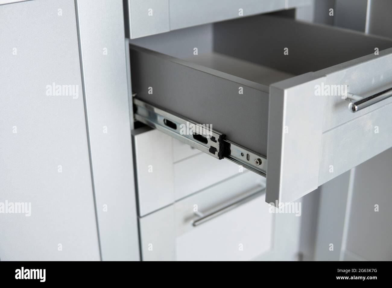 Stainless telescopic bayonet drawer slide guides, installed on a ...