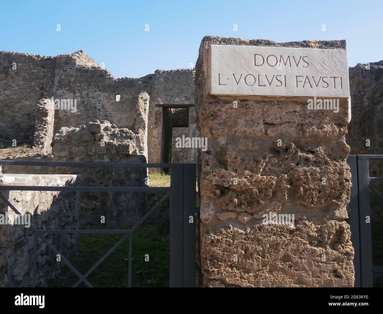 Closeup of the fortress wall of Pompeii with the inscription, during ...