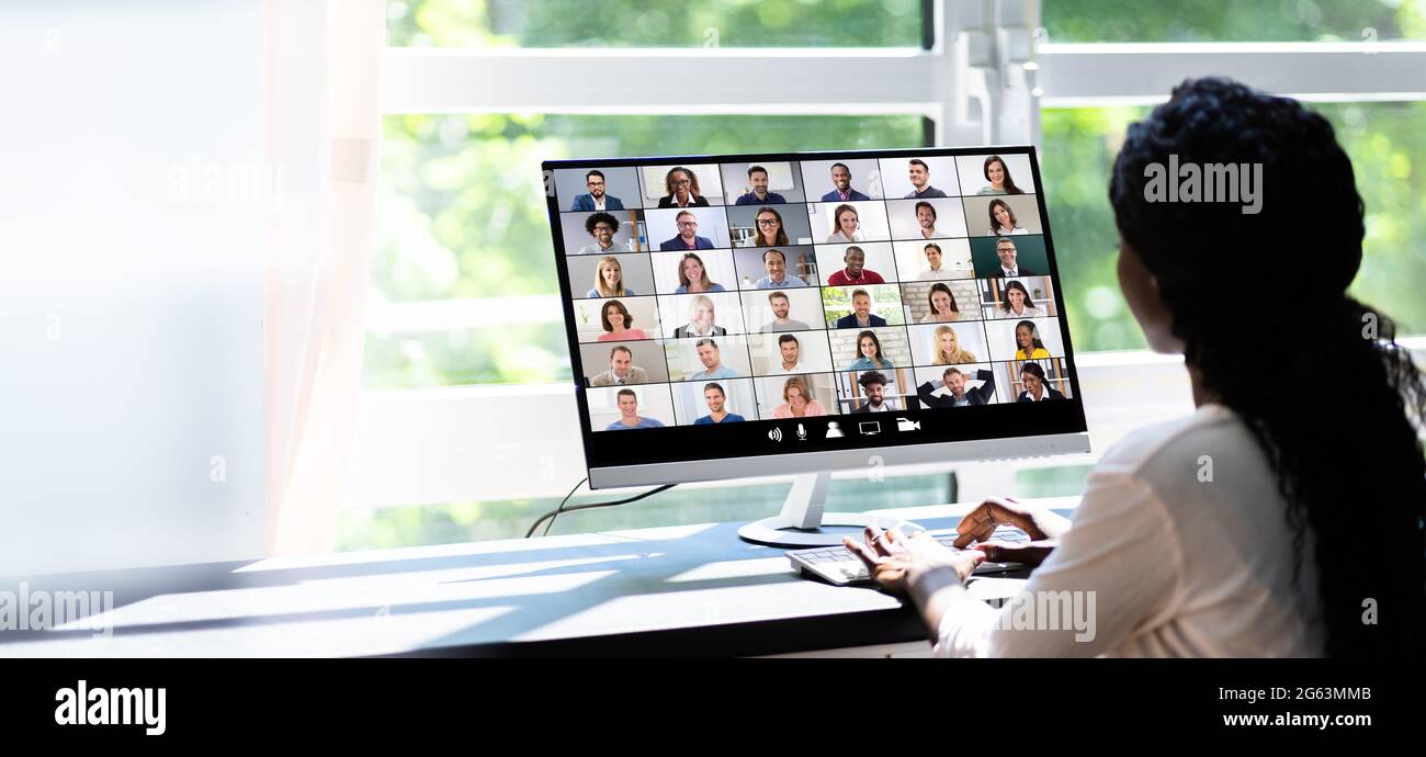 Online Video Conference Webinar Remote Call And Meet Stock Photo - Alamy