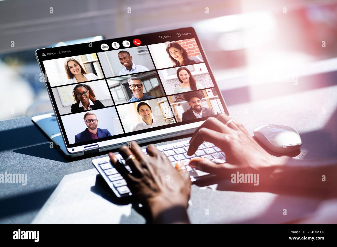 Online Video Conference Webinar Remote Call And Meet Stock Photo - Alamy