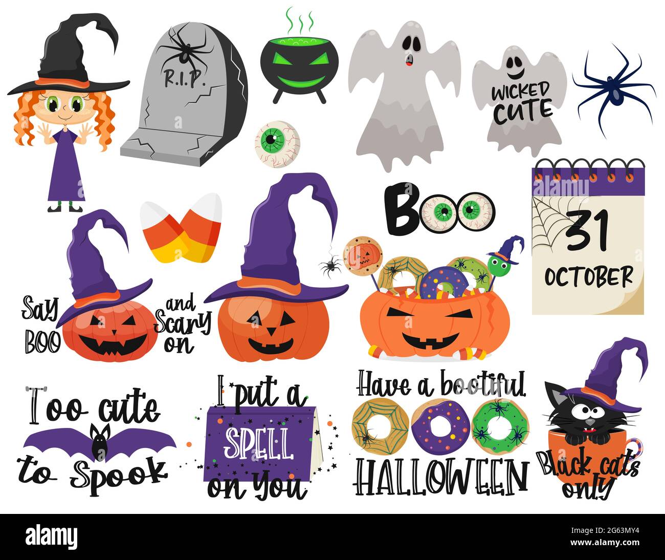 Funny halloween set. Vector illustration Stock Vector Image & Art - Alamy