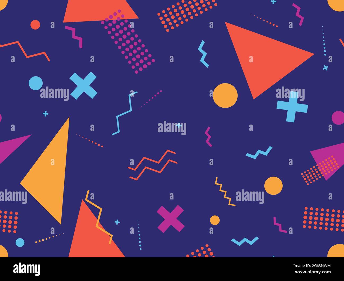 80s geometric seamless pattern with memphis elements. Trendy retro ...