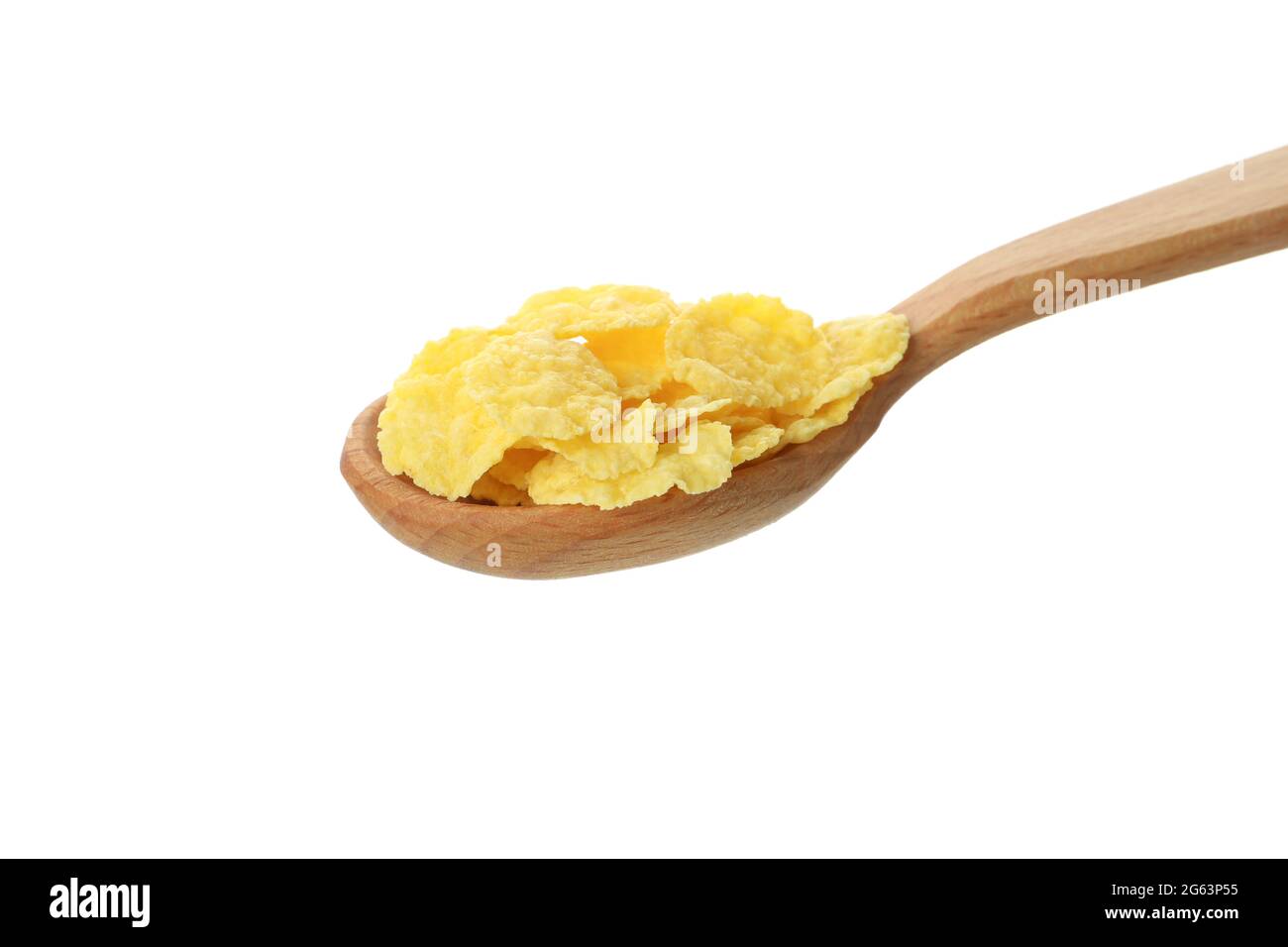 Spoon with corn flakes isolated on white background Stock Photo - Alamy