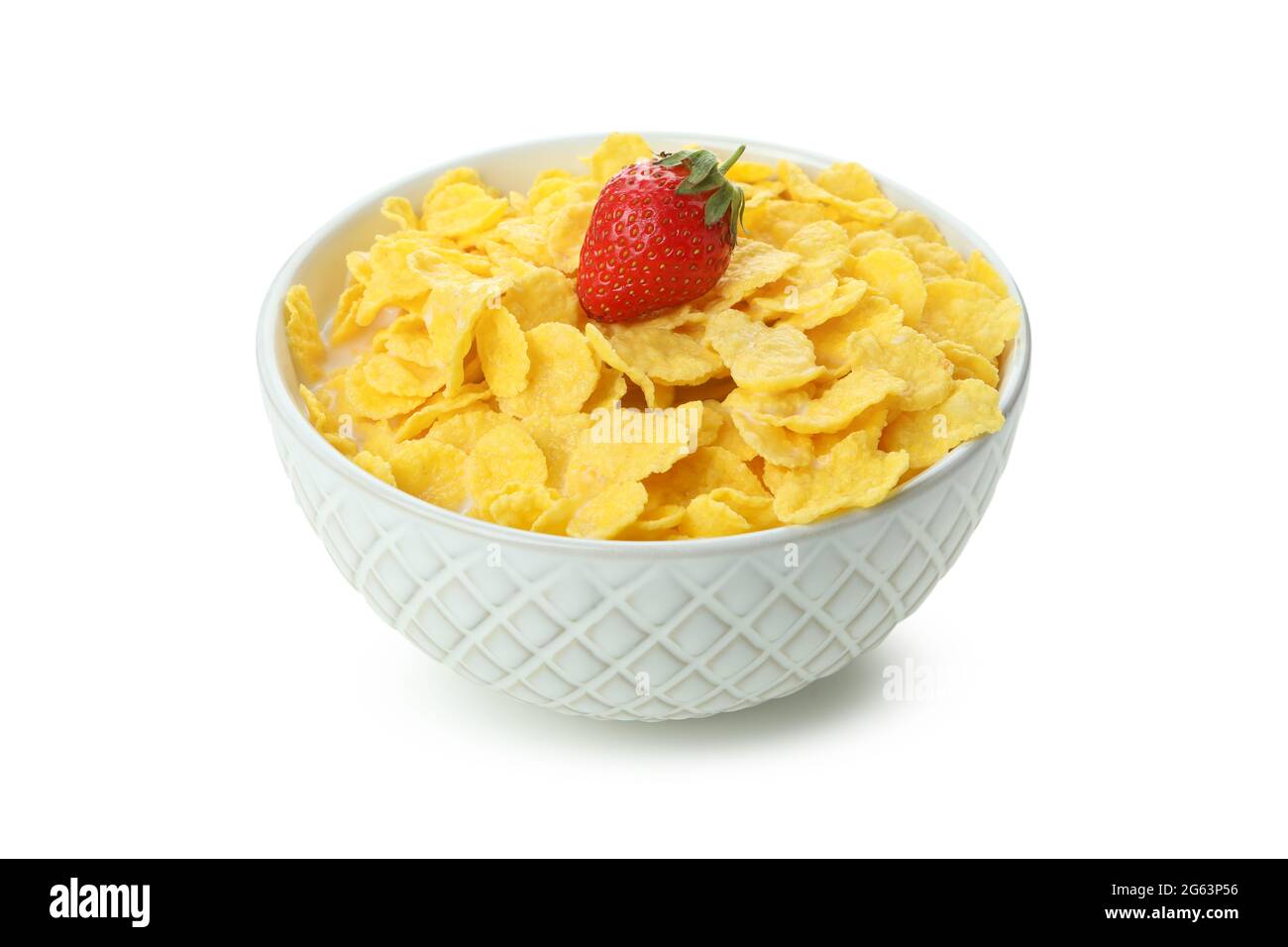Bowl of corn flakes isolated on white background Stock Photo - Alamy