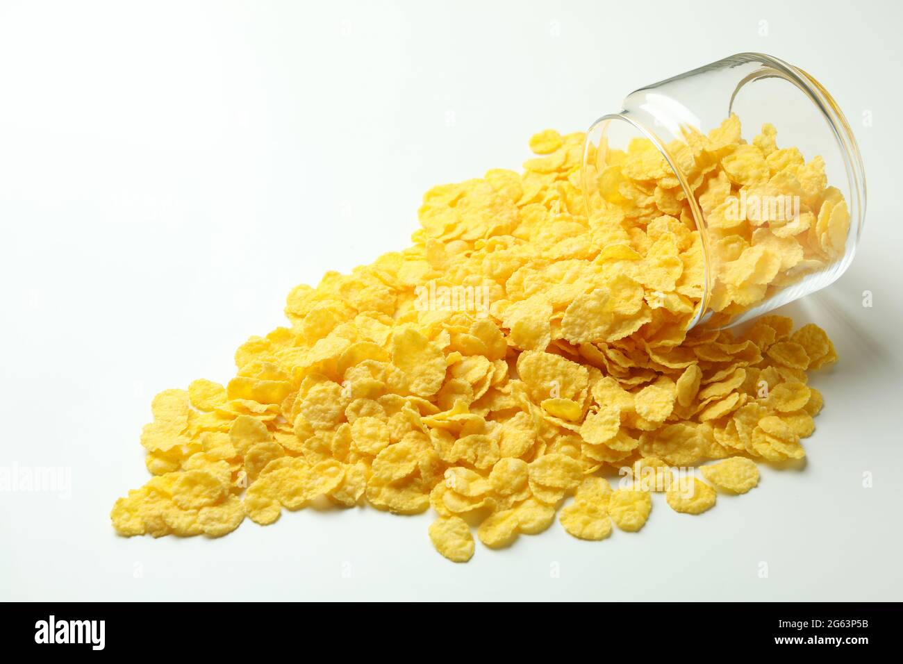 Jar with corn flakes on white background Stock Photo - Alamy