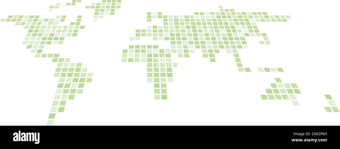 Pixelized map of World. Front perspective. Black vector map Stock ...