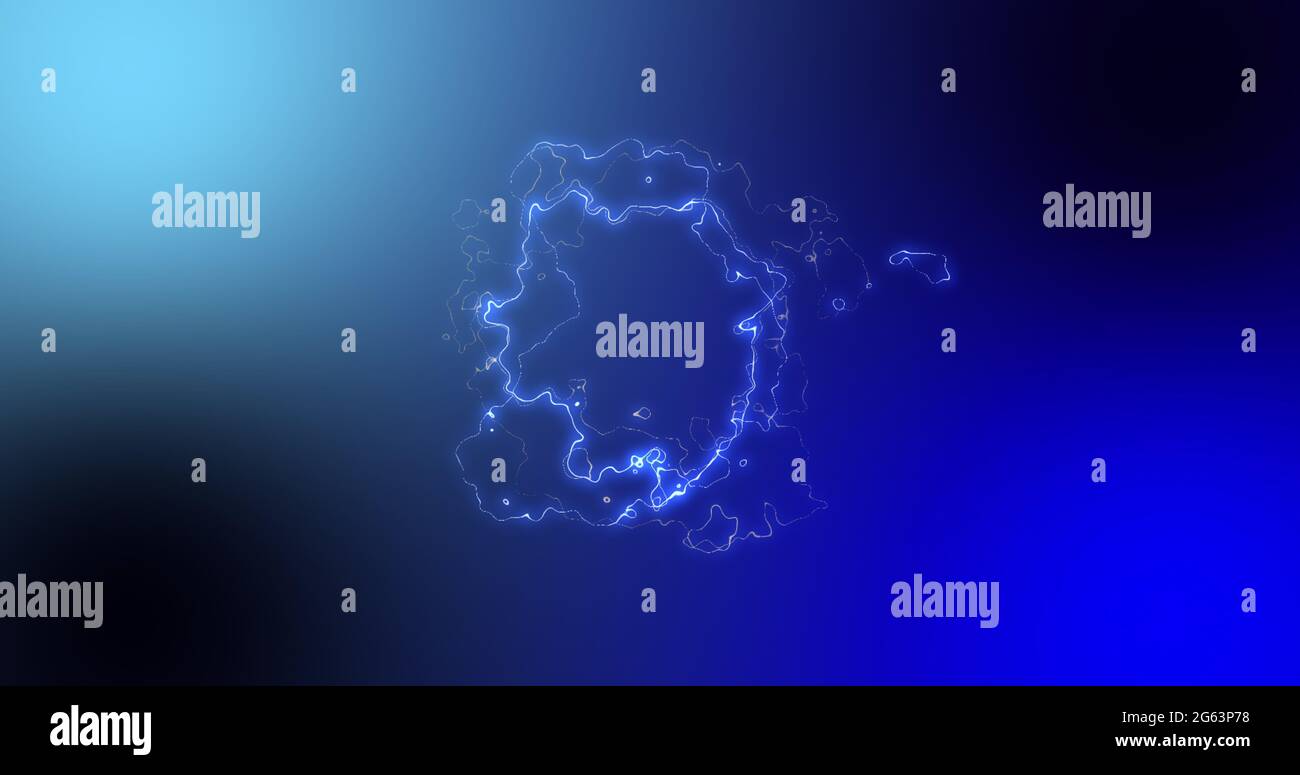 Glowing blue and white bundle of lively electrical current moving on ...