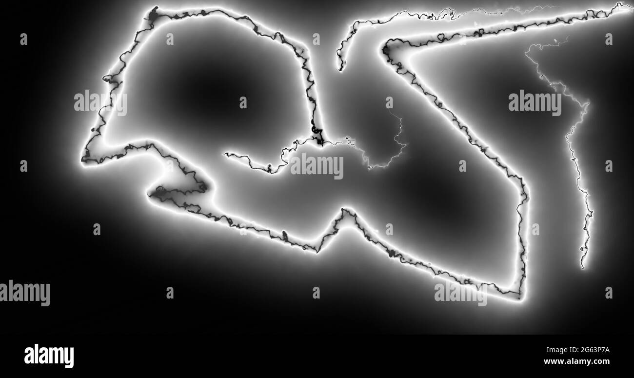 White lightning bolts electrical current zig-zagging wildly across a ...