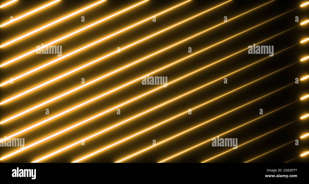 Image of multiple glowing neon orange diagonal lines moving on seamless ...