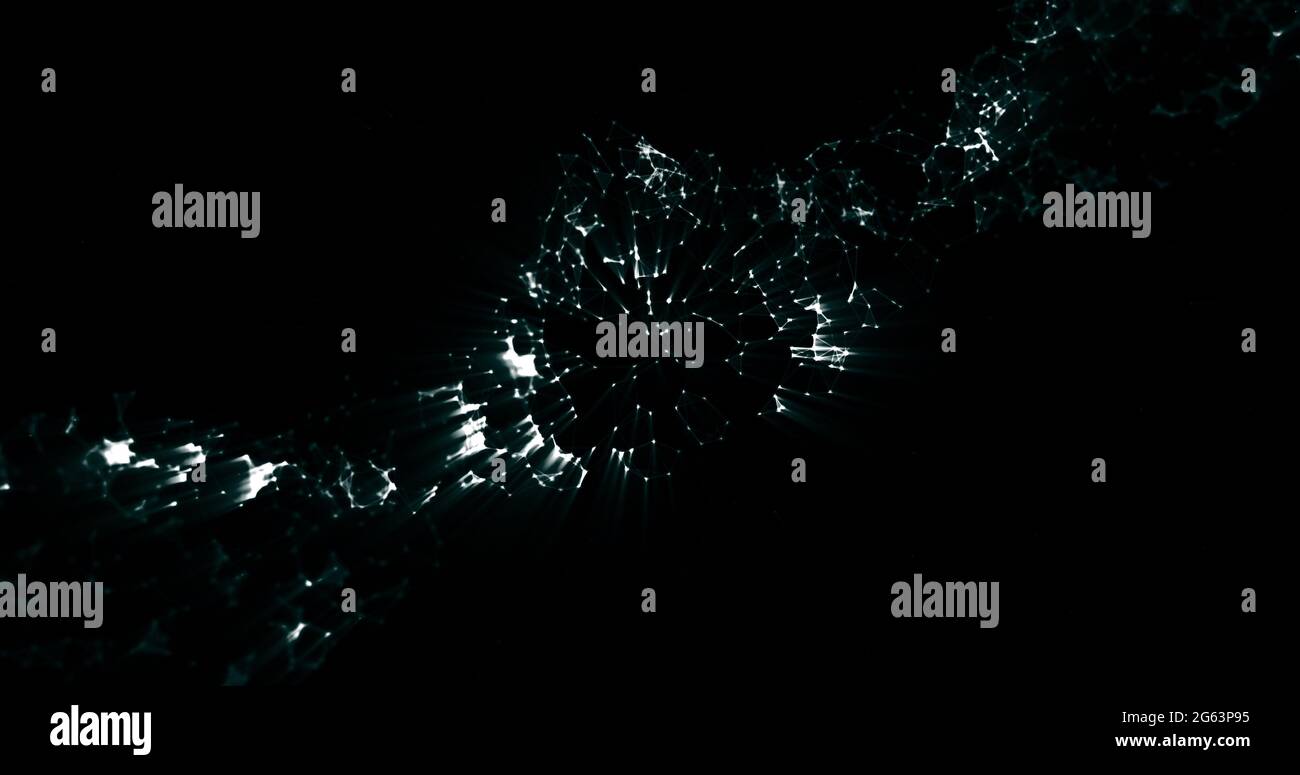 Rotating nebulus shape of glowing white points and connected lines ...