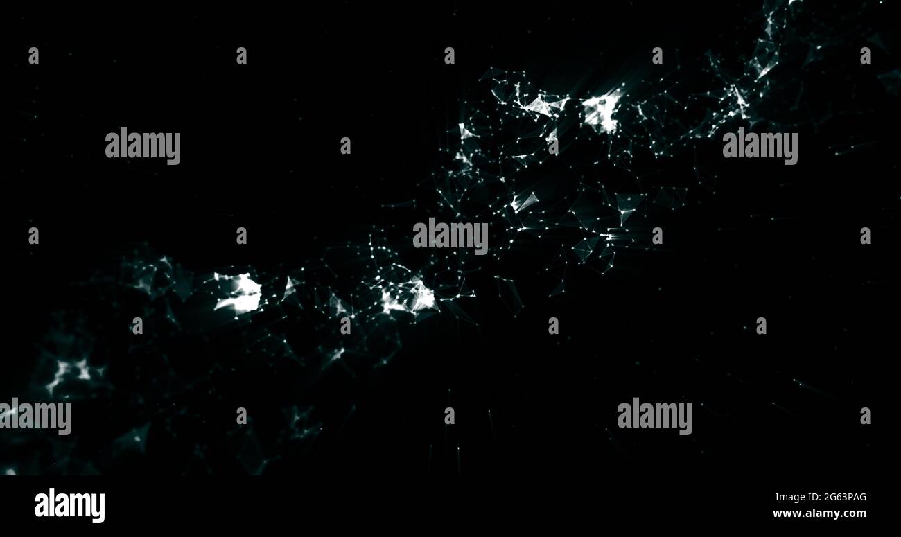 Rotating nebulus shape of glowing white points and connected lines ...