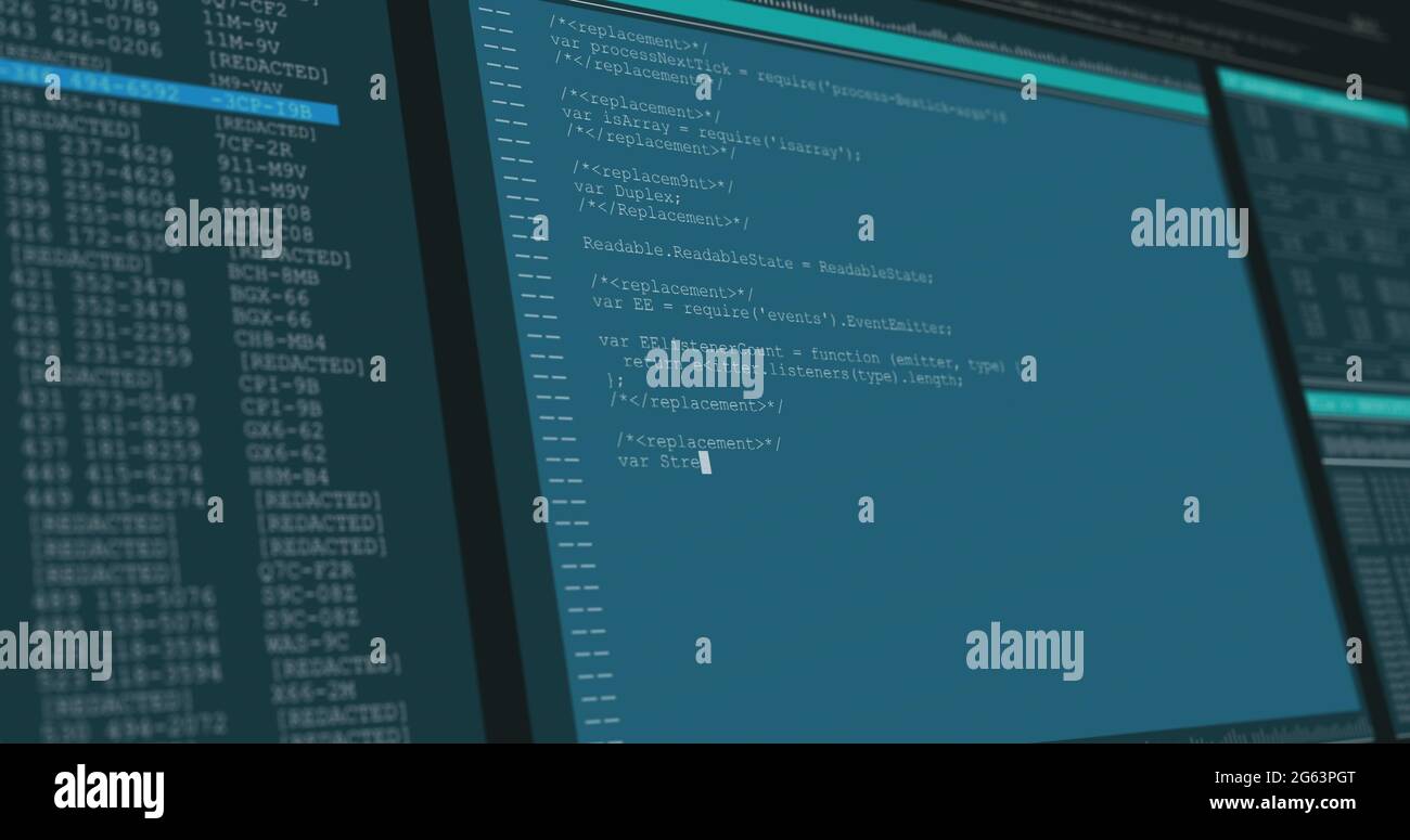 Image of data processing on blue computer screens Stock Photo - Alamy