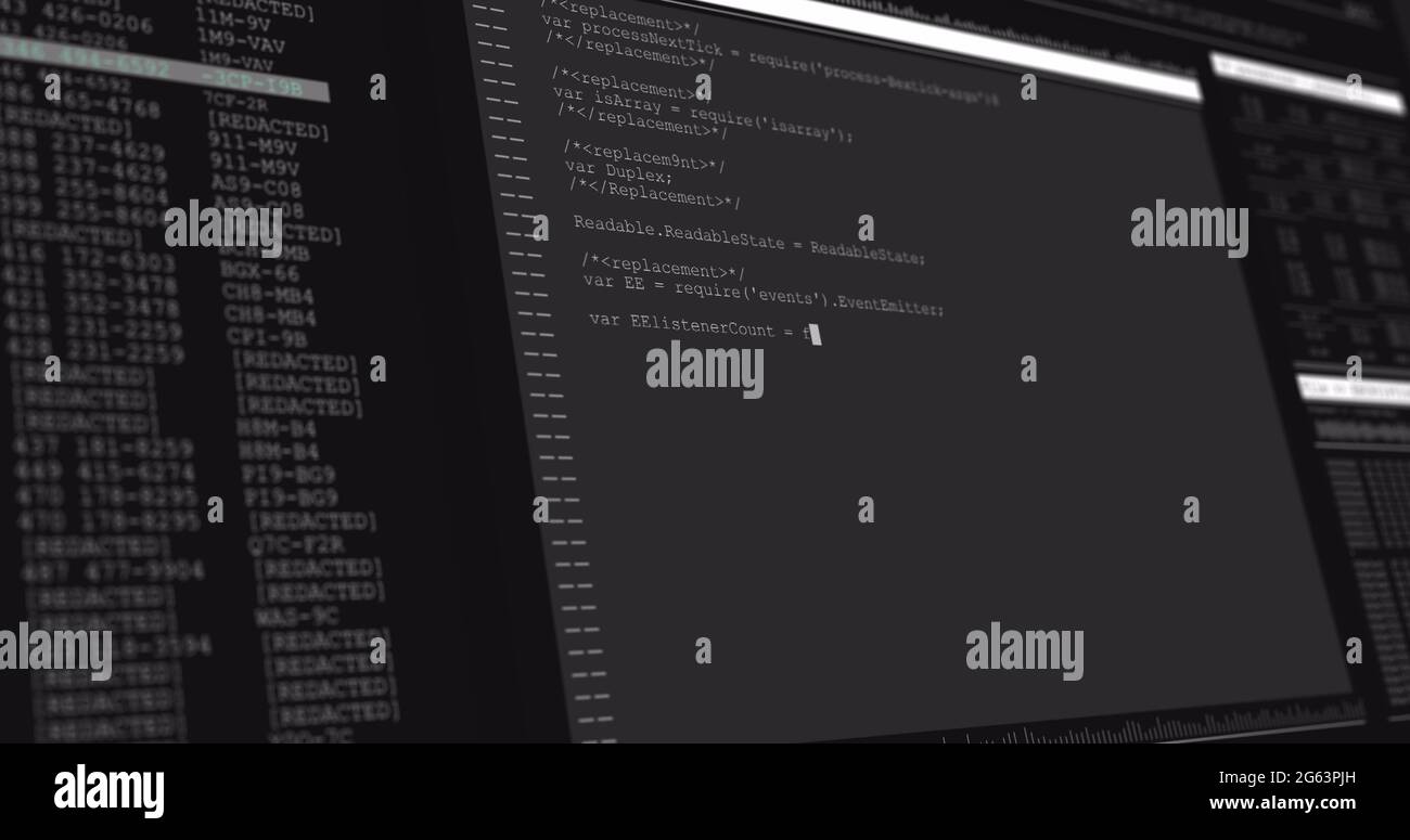 Image of data processing on grey computer screens Stock Photo - Alamy