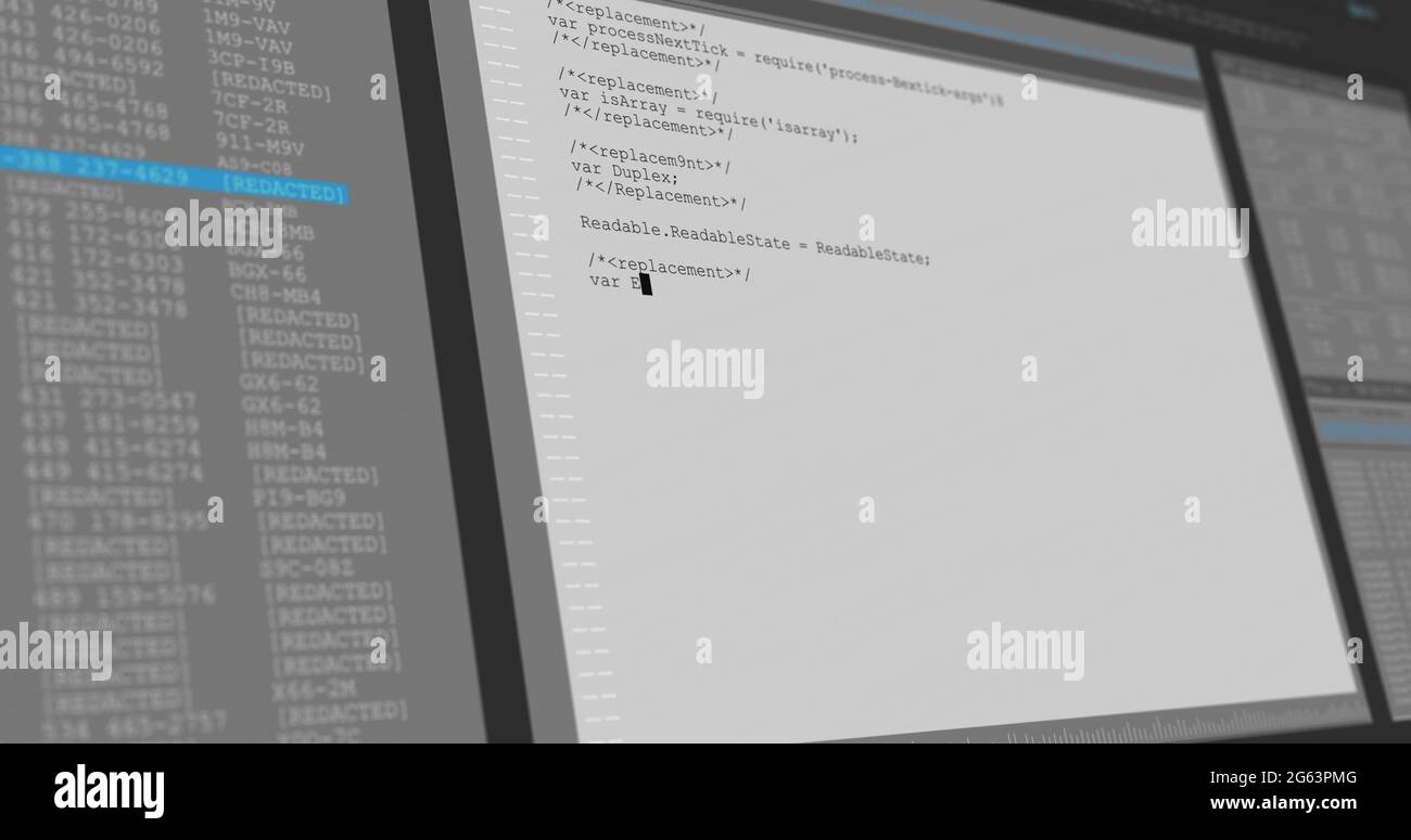 Image of data processing on gray and blue computer screens Stock Photo ...