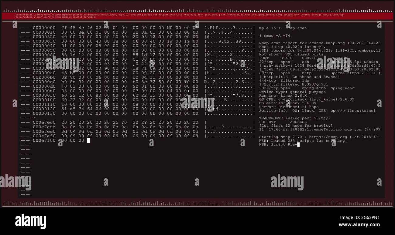 Image of data processing on black and red computer screen Stock Photo ...