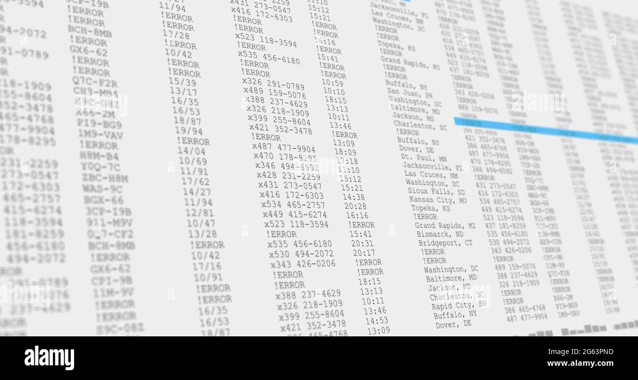 Image of data processing on white and blue computer screen Stock Photo ...