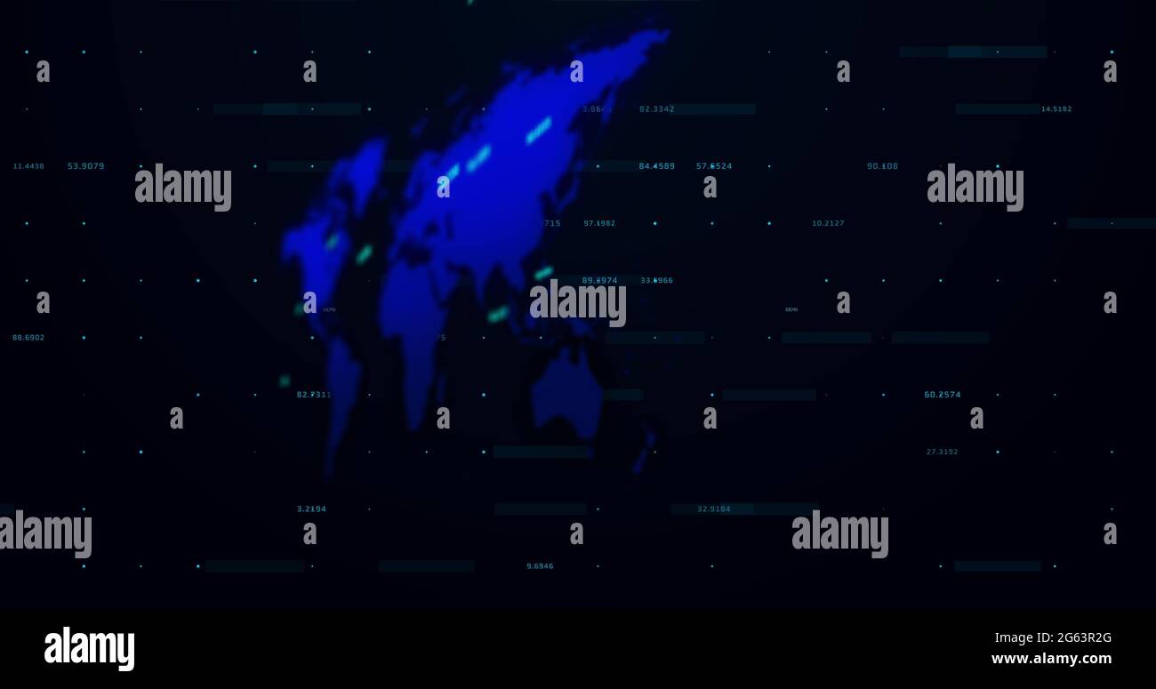 Numbers rising against world map in background Stock Photo - Alamy