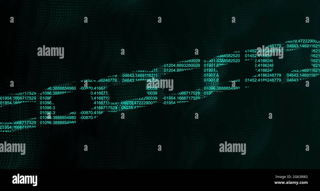 Image of digital computer interface with data and numbers processing ...