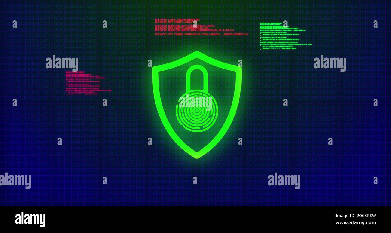 Image of digital computer interface online security red and green ...