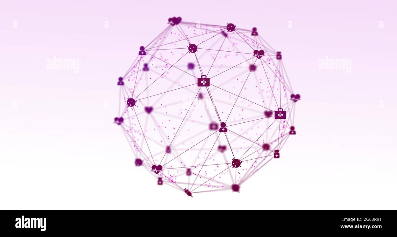 Image of digital interface and globe of network of connections with ...