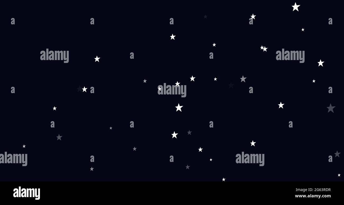 Image of white stars twinkling and falling in hypnotic motion on black ...