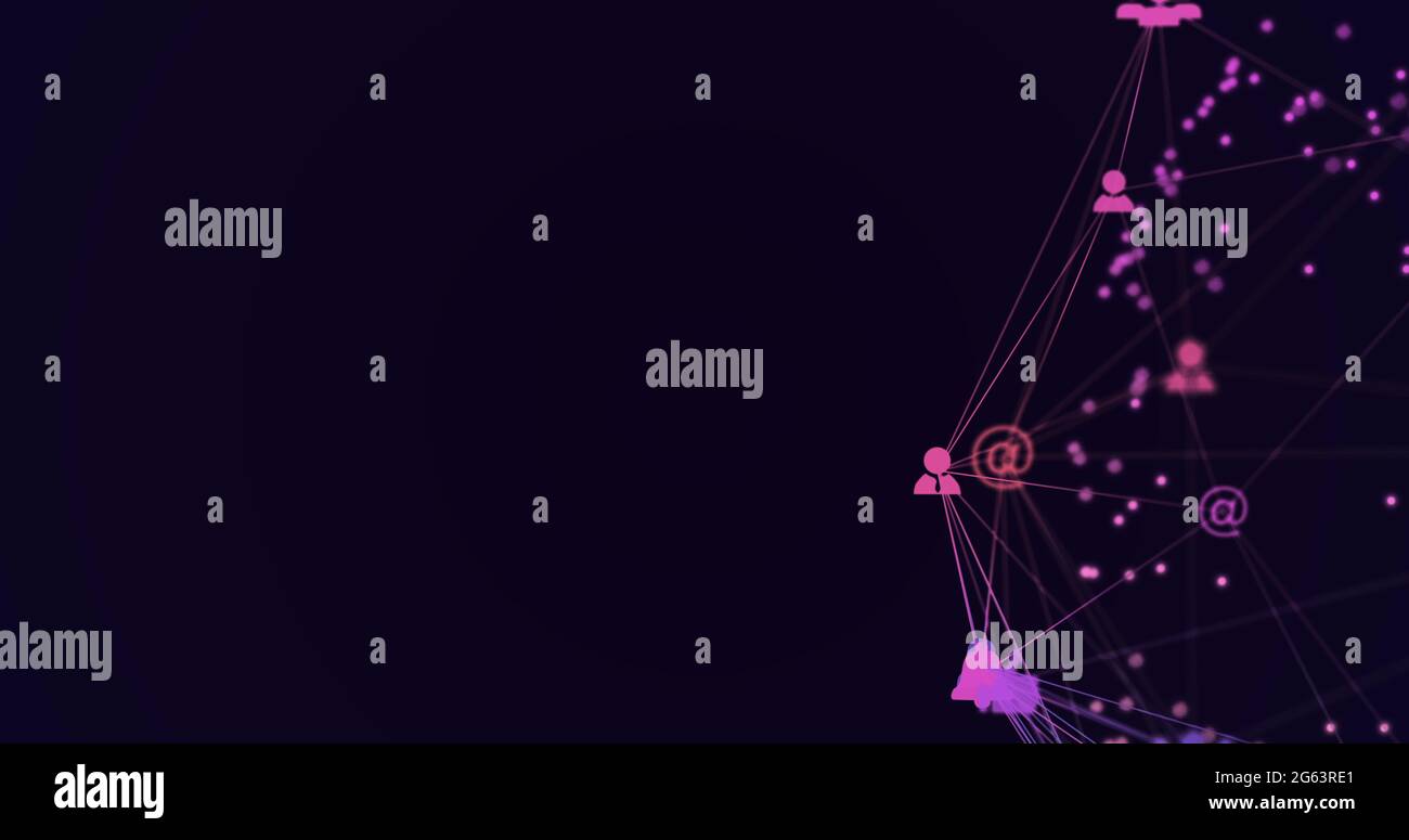 Image of digital interface and network of connections with social ...