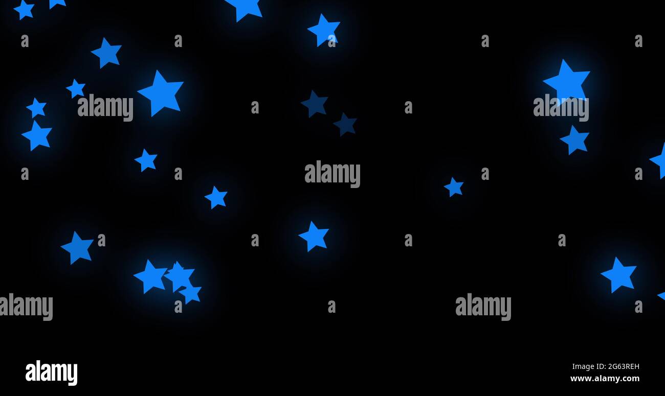 Image of glowing blue stars twinkling and moving in hypnotic motion on ...