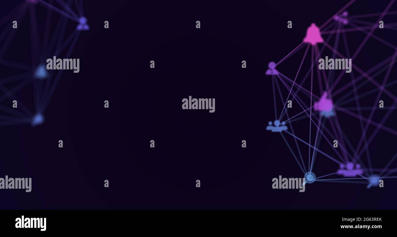 Image of digital interface and network connections with social ...