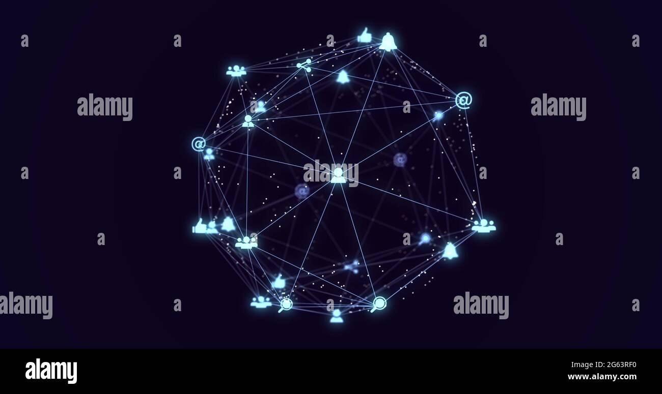 Image of digital interface and network of connections with social ...
