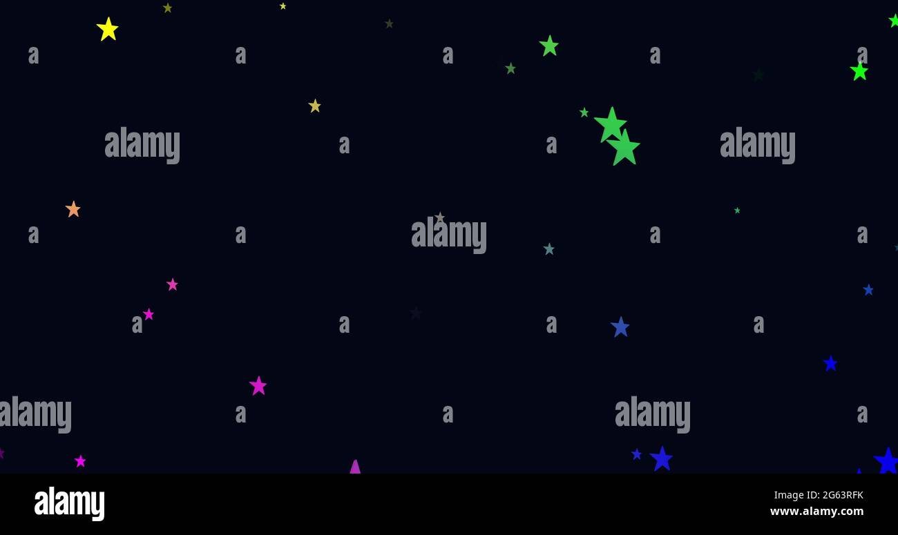 Image of glowing multi coloured stars twinkling and falling in hypnotic ...