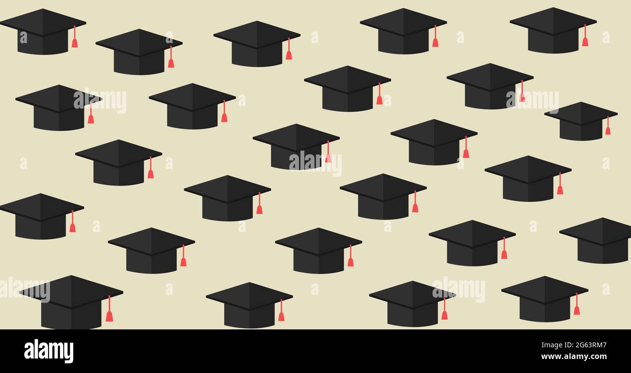 Composition of multiple graduation hats on beige background Stock Photo ...