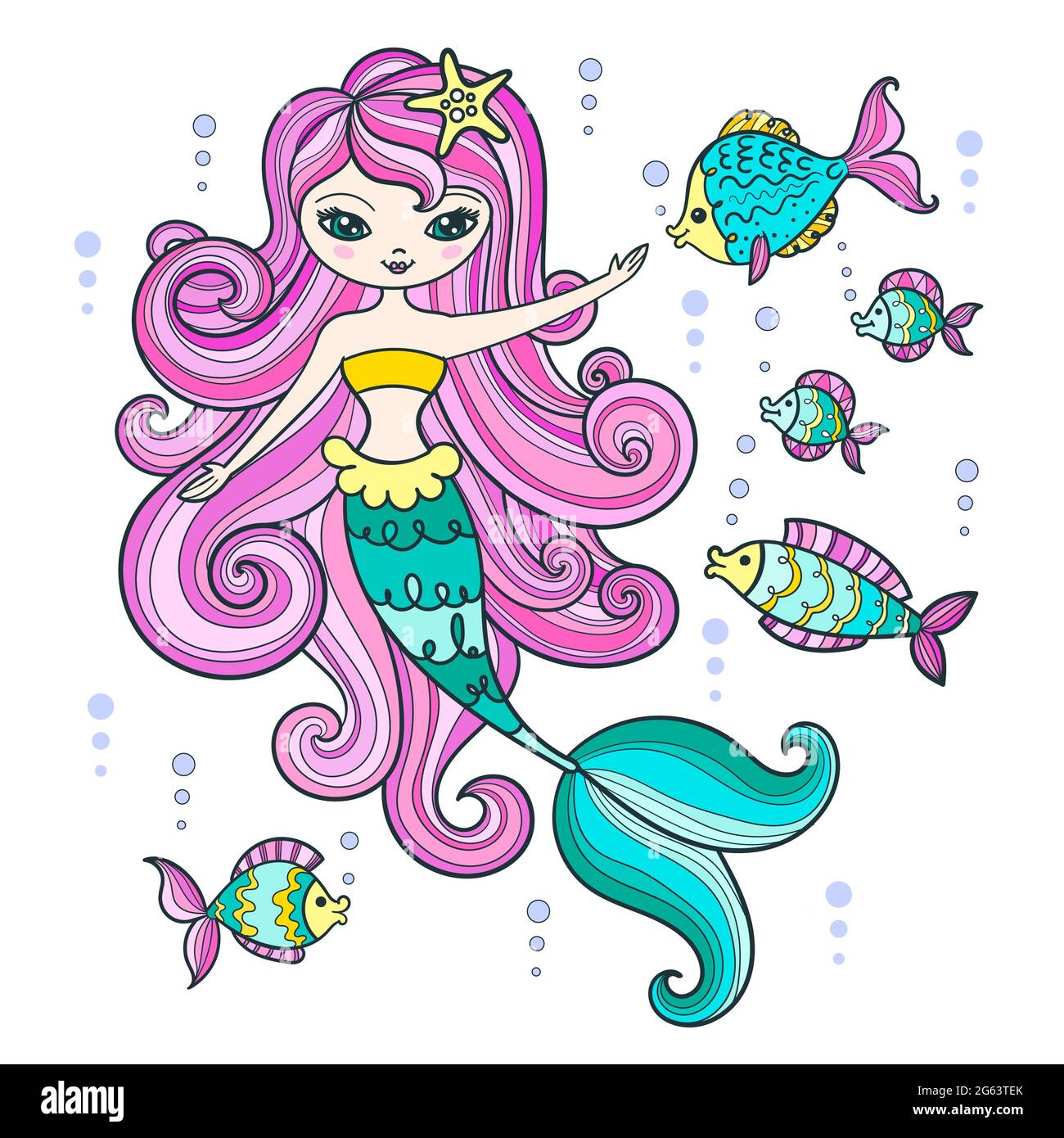 Cute Mermaids With Fishes