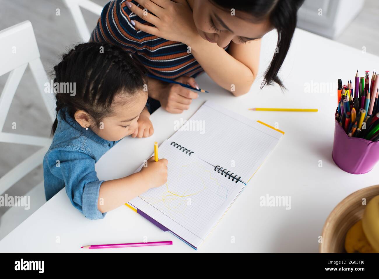 Overhead view child drawing hi-res stock photography and images - Alamy