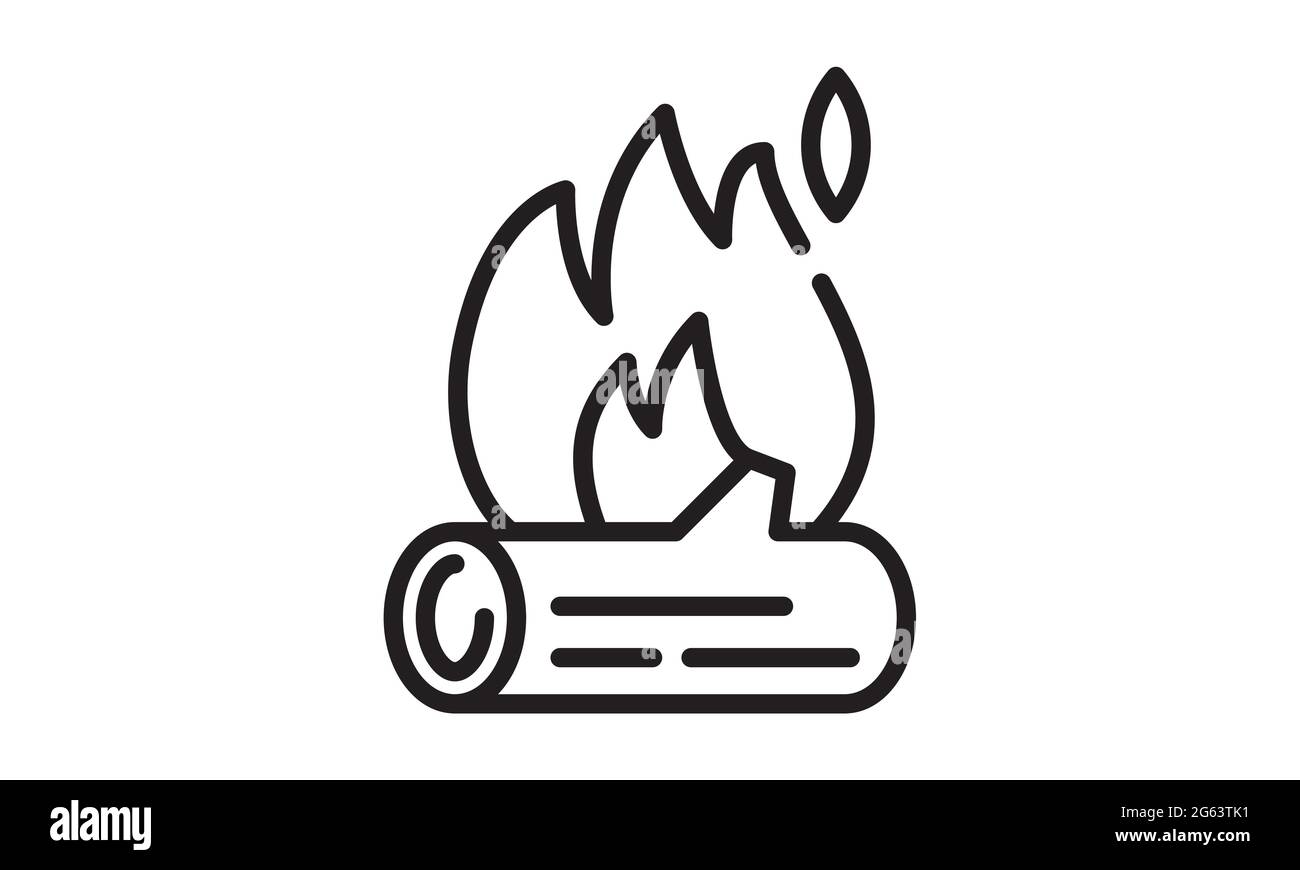 Bonfire icon in flat design. Symbol of fire or flame. Vector black icon ...