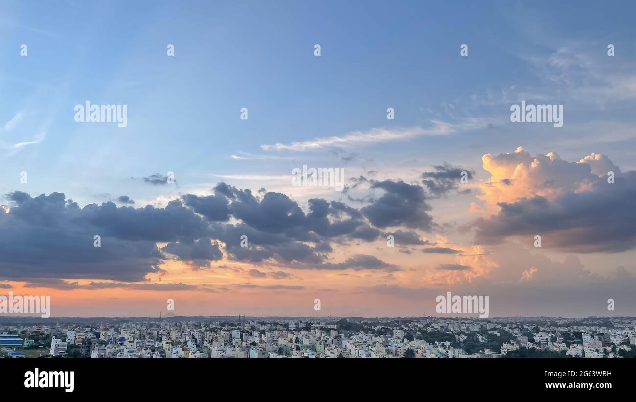 An evening view of the urban landscape of Bangalore city in India ...