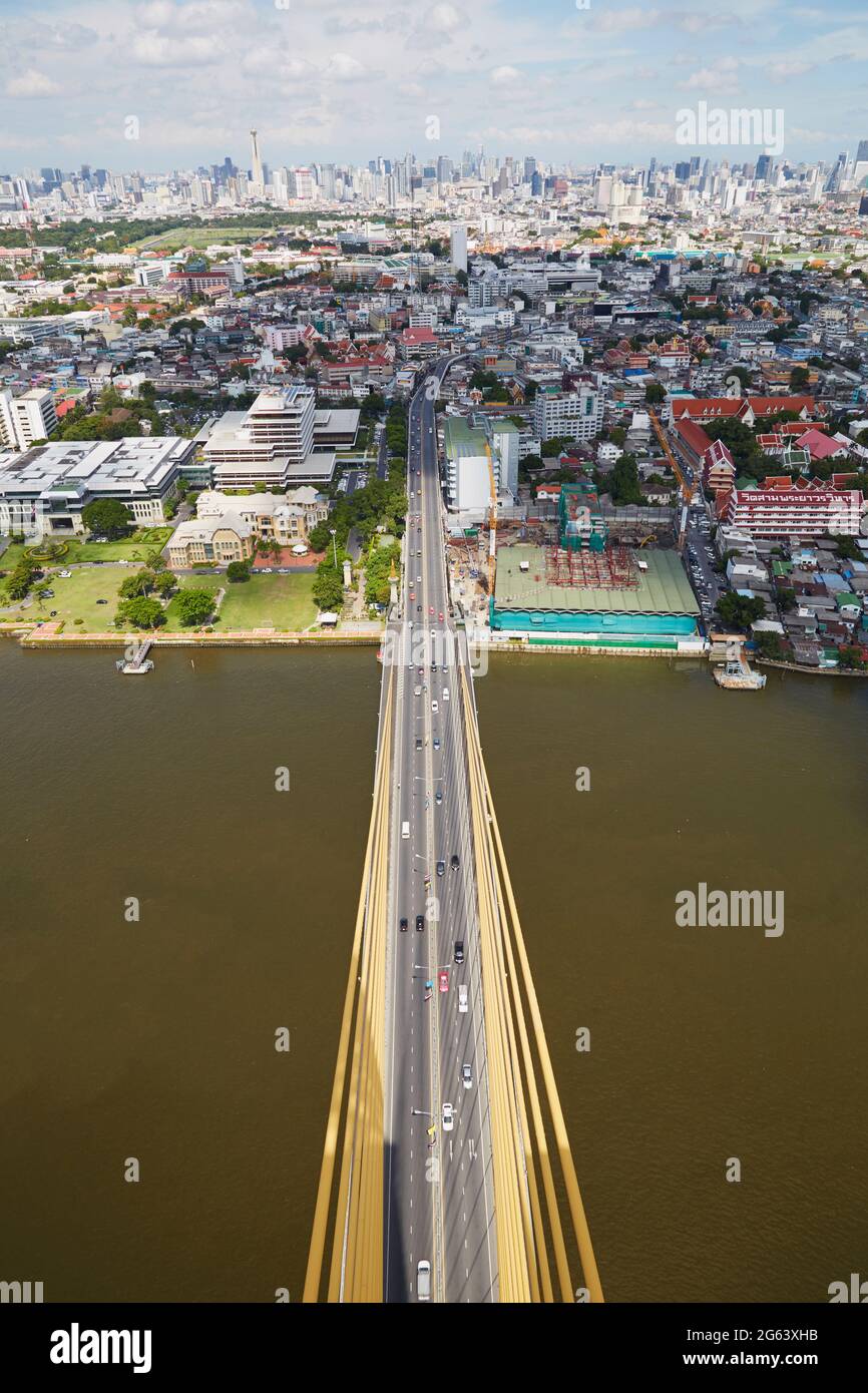 Vertical shot of Rama 8 Bridge from above Stock Photo - Alamy