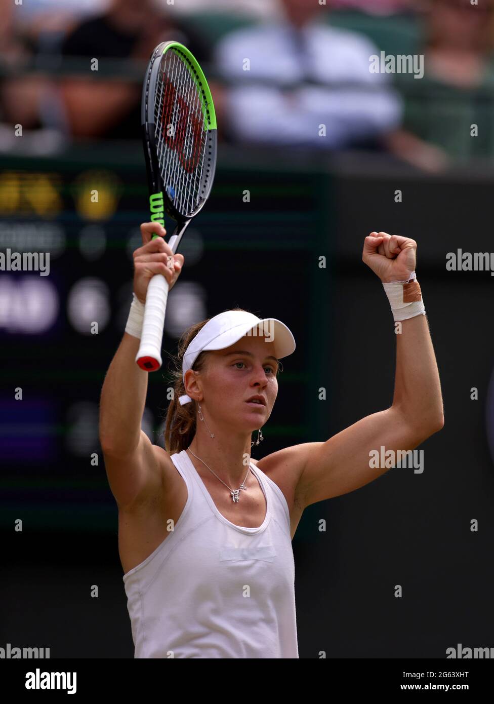 Ludmilla Samsonova celebrates victory over Sloane Stephens during day ...