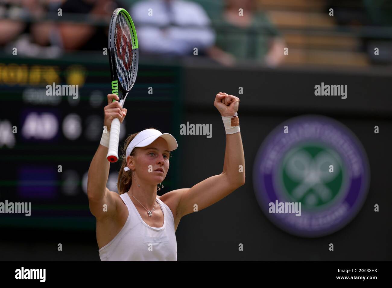 Ludmilla Samsonova celebrates victory over Sloane Stephens during day ...