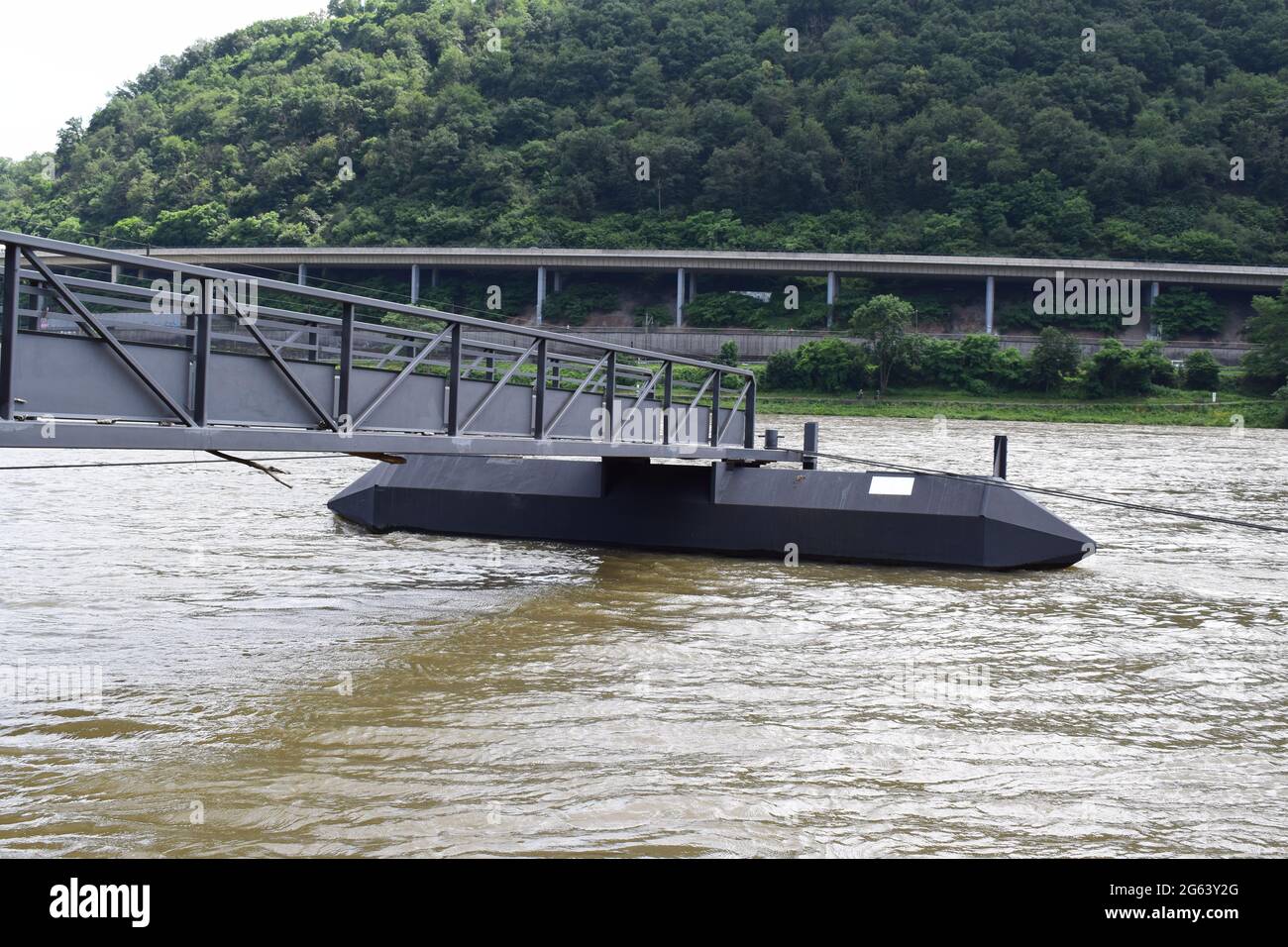 ship jetty with a view to an elevated road on the other side Stock ...