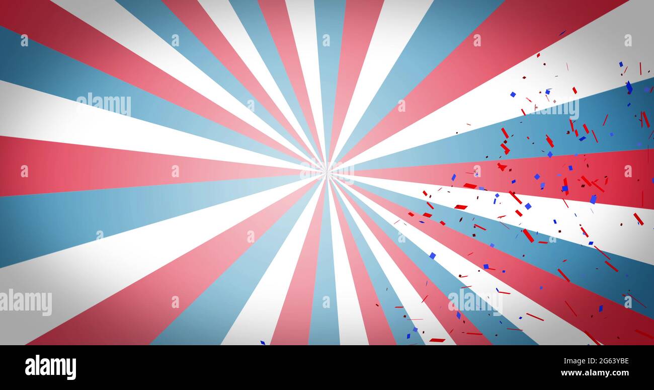 Image of white, blue and red stripes of American flag spinning in the ...
