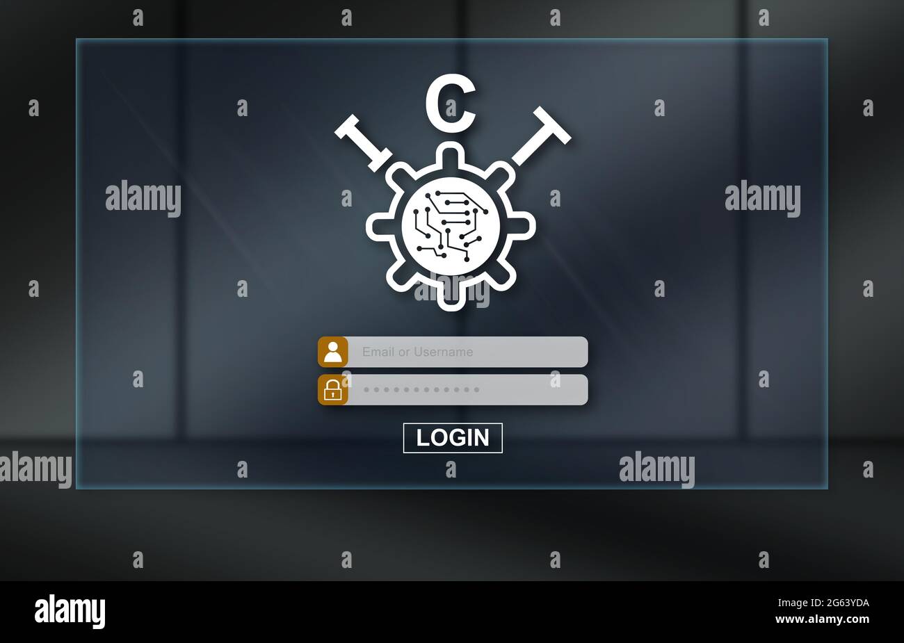 Ict concept on dark background Stock Photo - Alamy