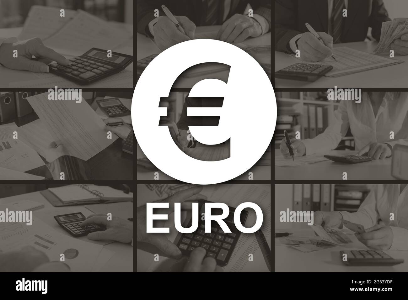 Euro concept illustrated by pictures on background Stock Photo - Alamy