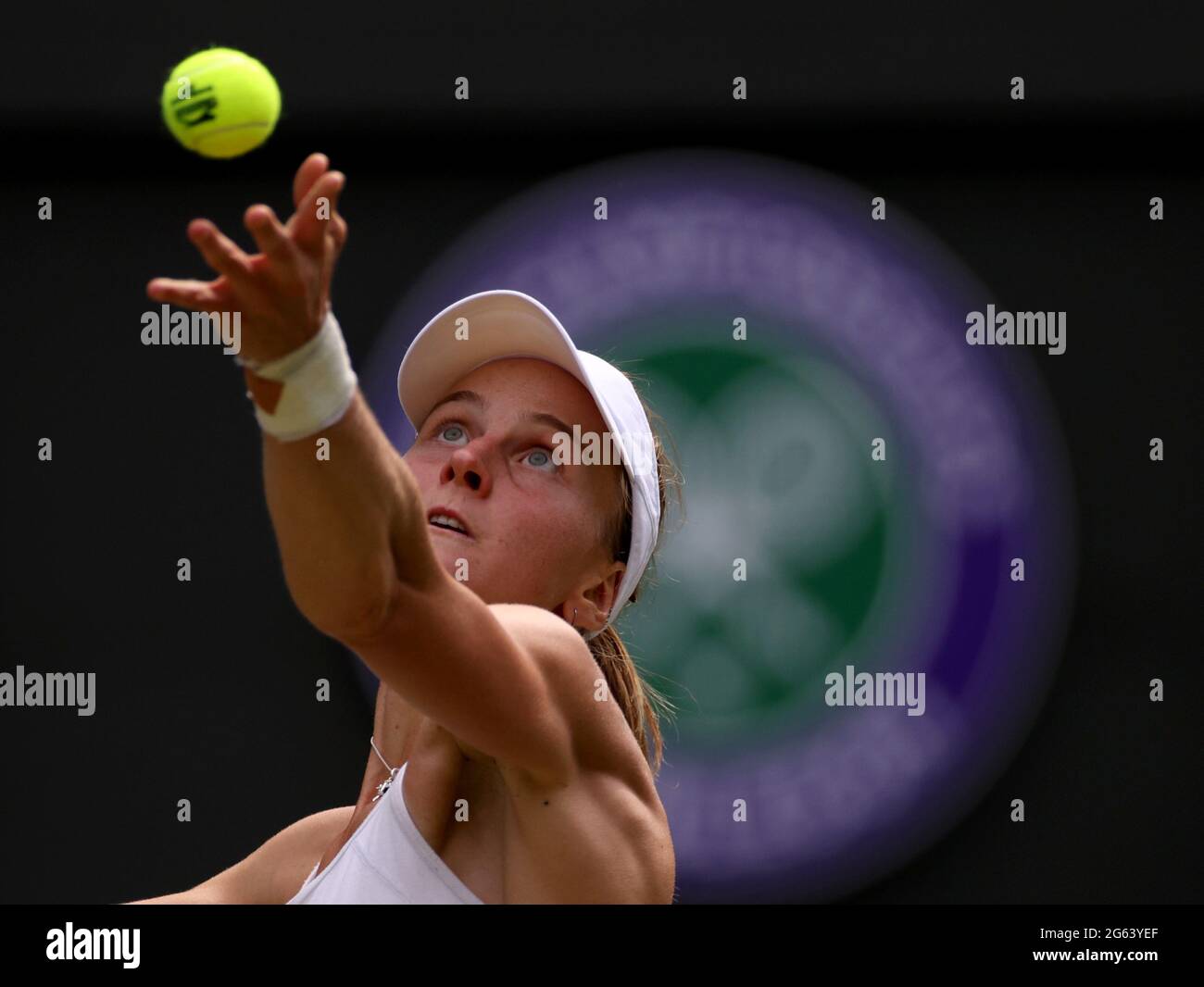Ludmilla Samsonova in action against Sloane Stephens during day five of ...