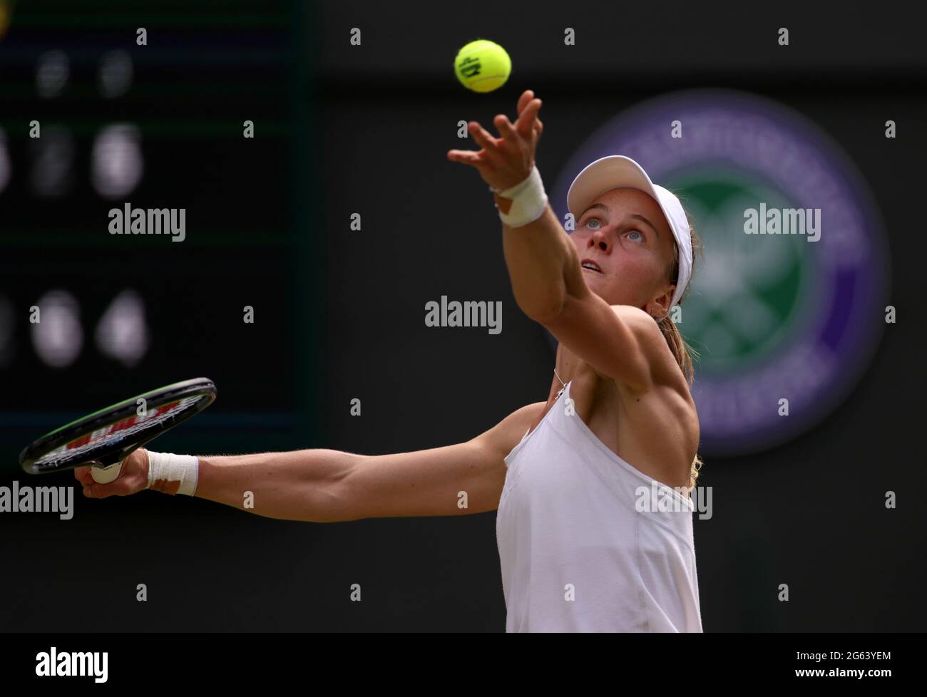 Ludmilla Samsonova in action against Sloane Stephens during day five of ...