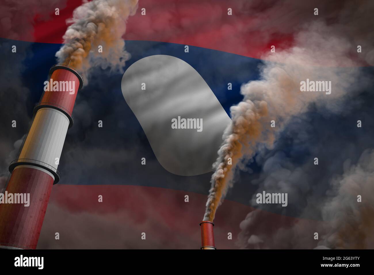 Lao People Democratic Republic pollution fight concept - two large ...