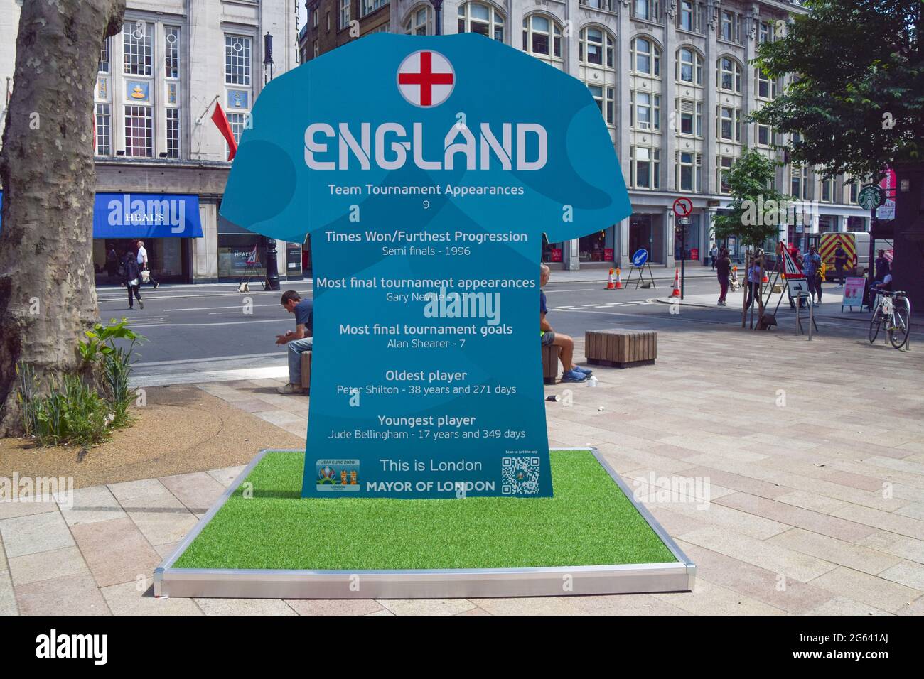 Country football shirt installation on Tottenham Court Road with teams ...