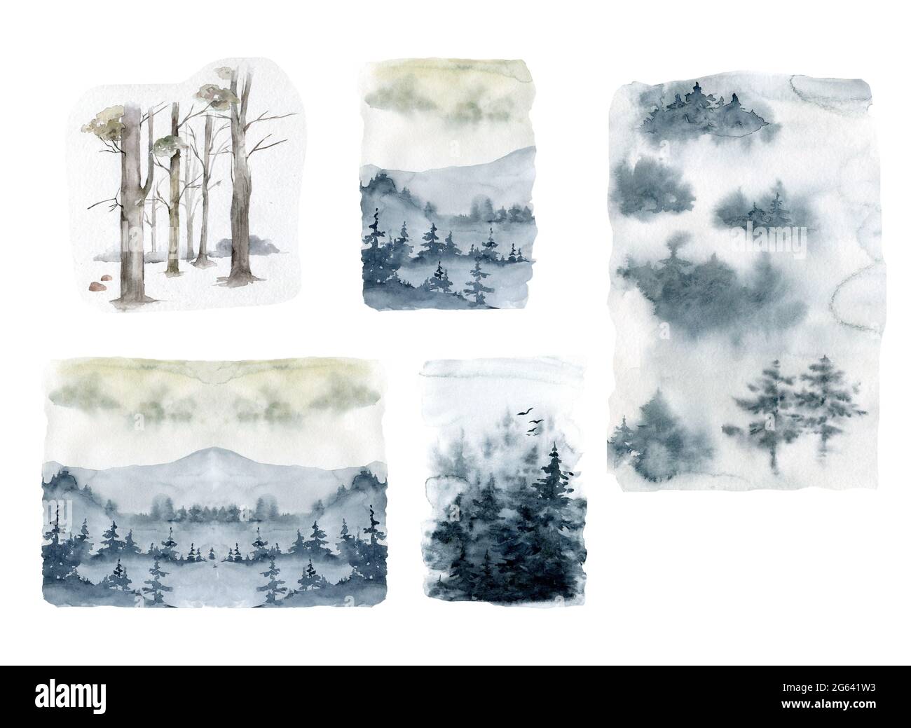 Forest set of wilderness landscape. Template for your design works ...