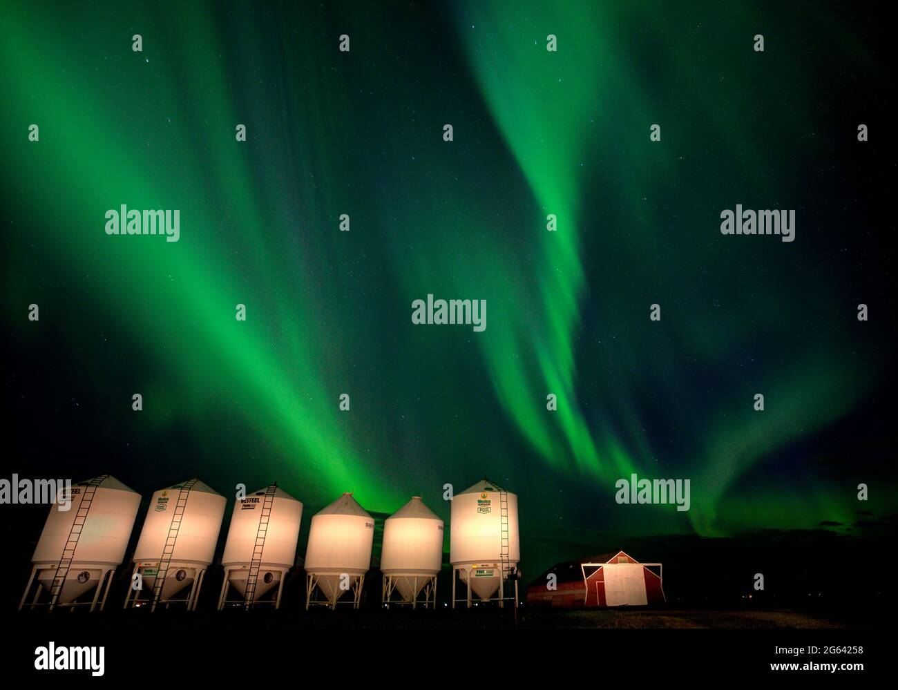 Northern Lights Canada Aurora borealis rural Prairie Night Stock Photo ...